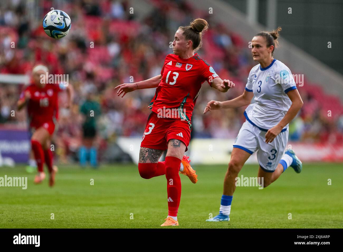 Parc y Scarlets Stadium, UK. 16th July, 2024. Rachel Rowe (13 Wales ...