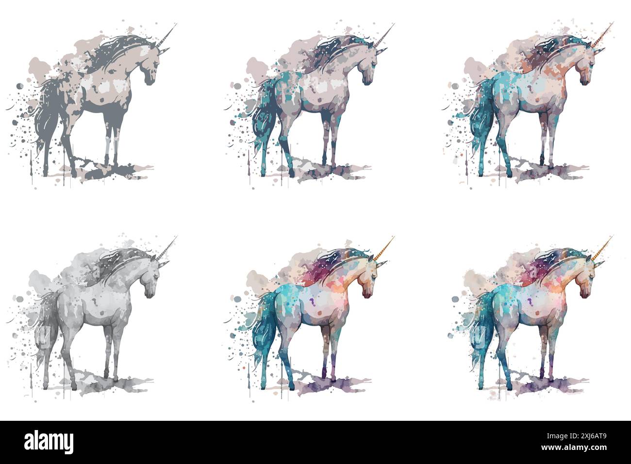 Watercolor Unicorn Vector Illustration Stock Vector Image & Art - Alamy