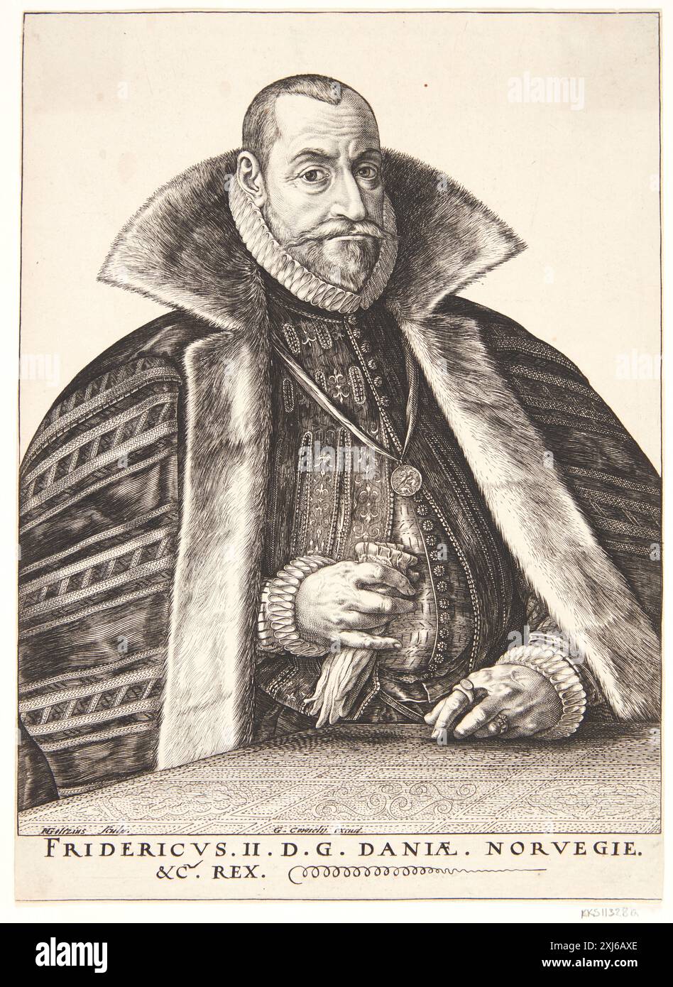 Copper engraving of Frederick II, King of Denmark and Norway, created ...