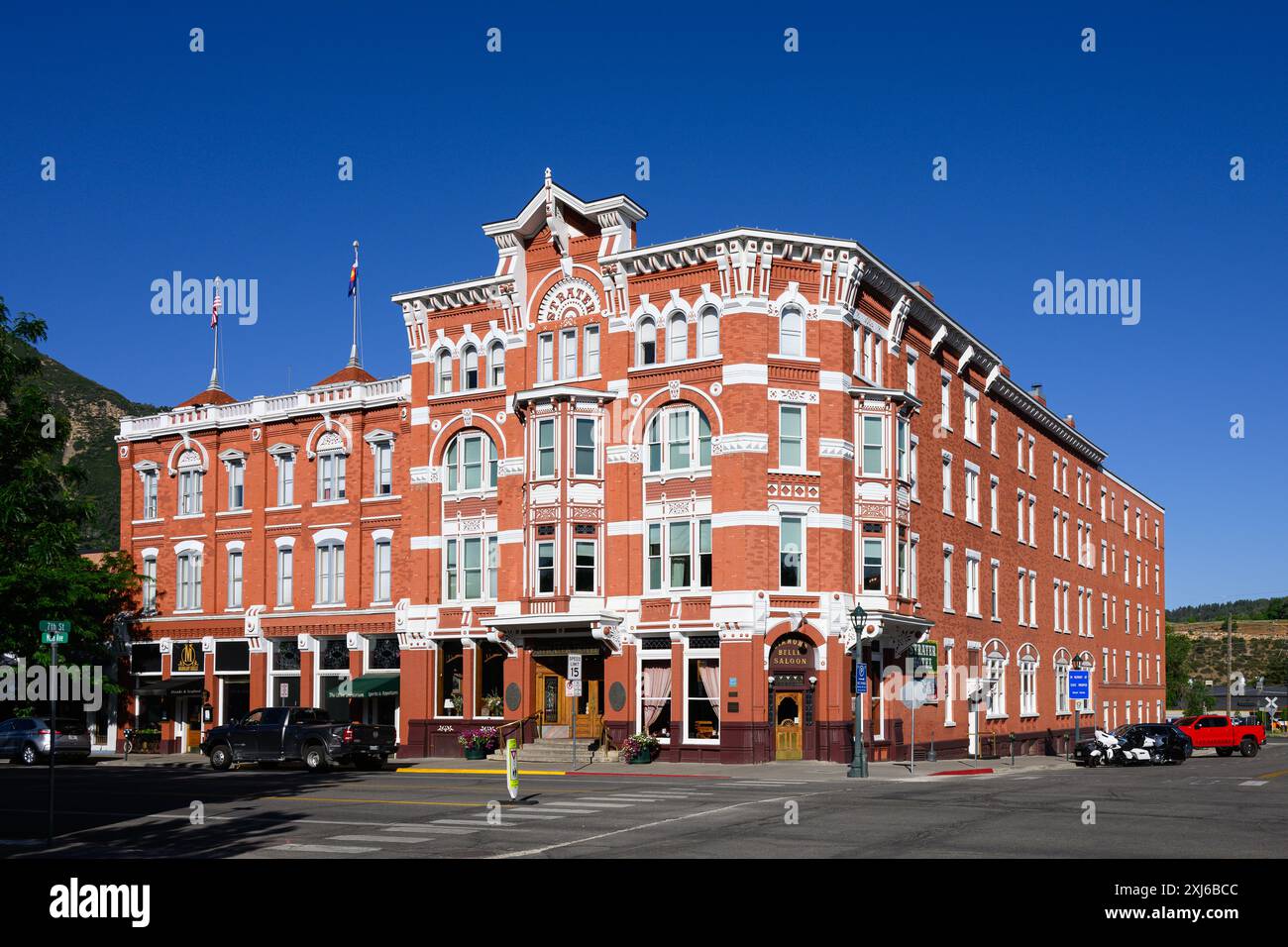 Durango, CO, USA - June 16, 2024; Historic Strater Hotel in downtown ...