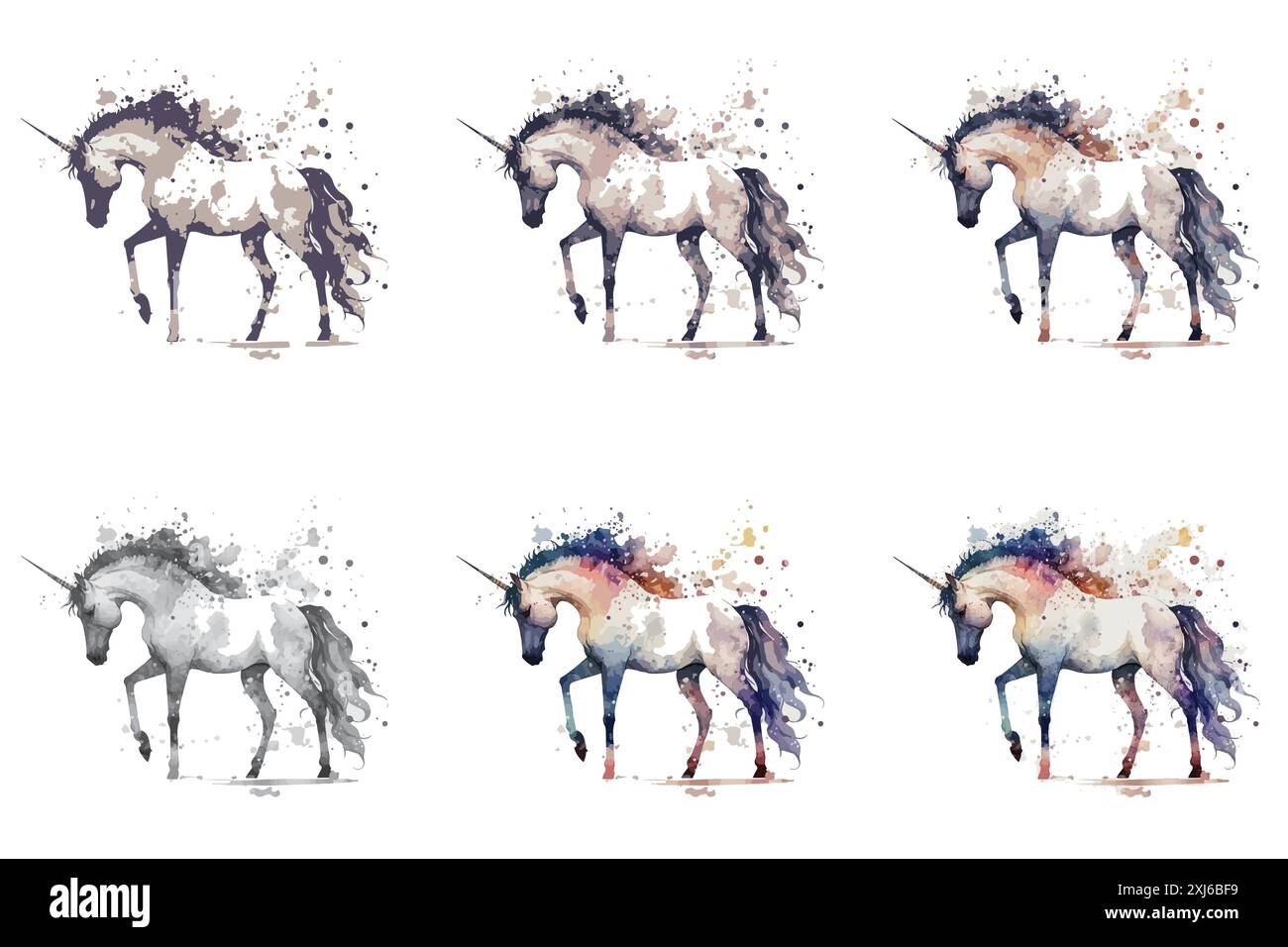 Watercolor Unicorn Vector Illustration Stock Vector Image & Art - Alamy