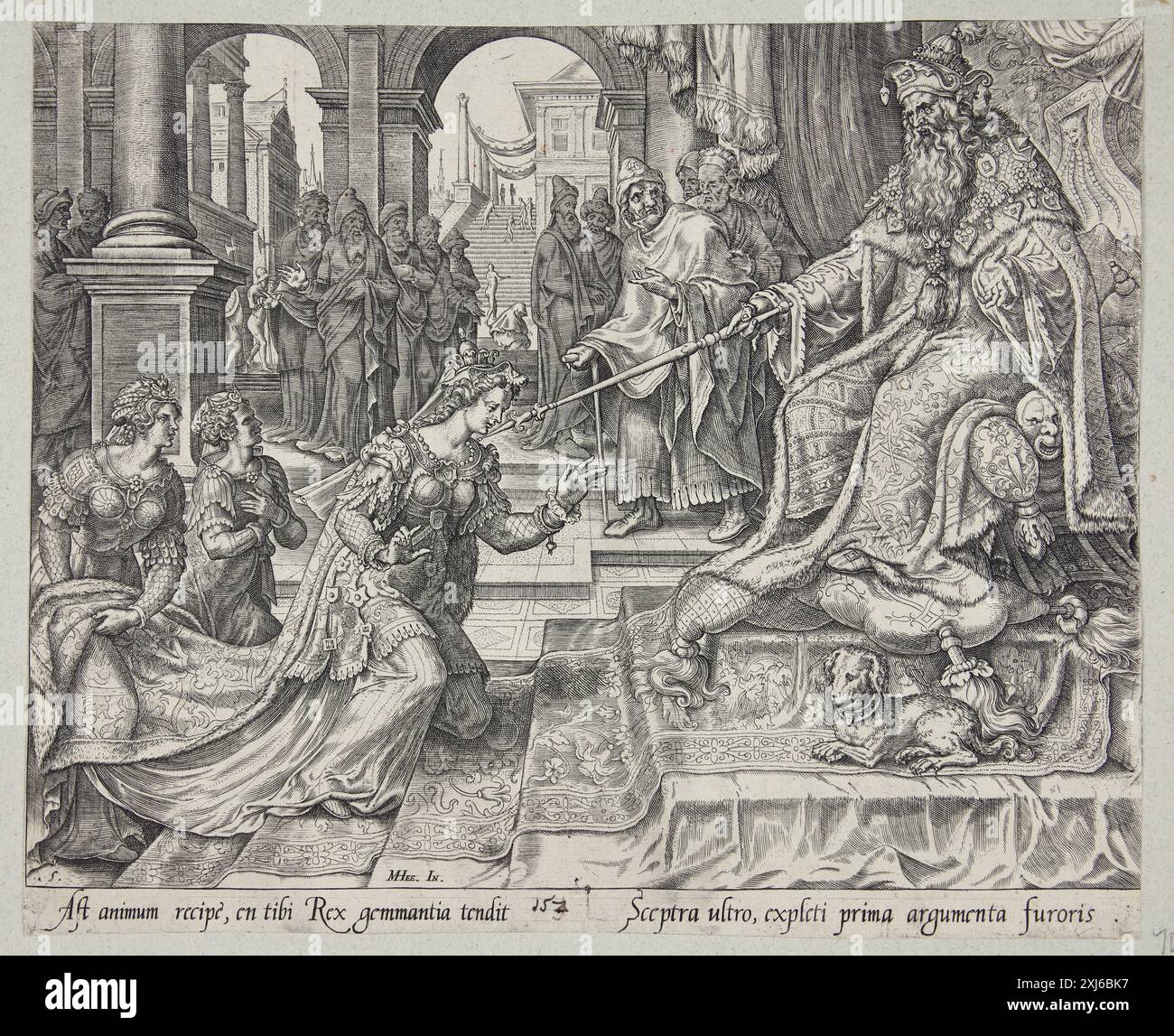 Esther before Ahasuerus, inviting him for a banquet Galle, Philips 1537 ...