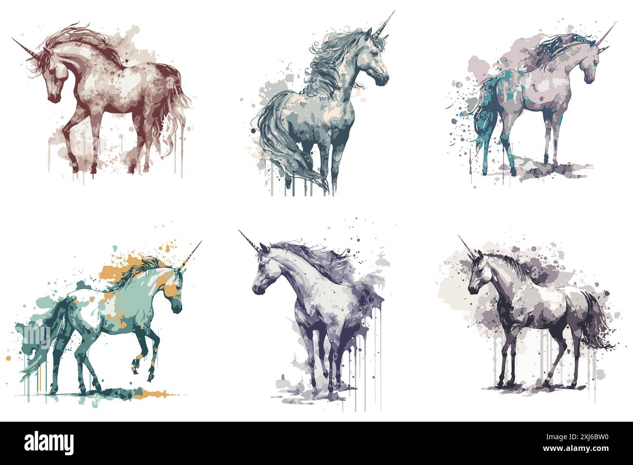 Watercolor Unicorn Vector Illustration Stock Vector Image & Art - Alamy