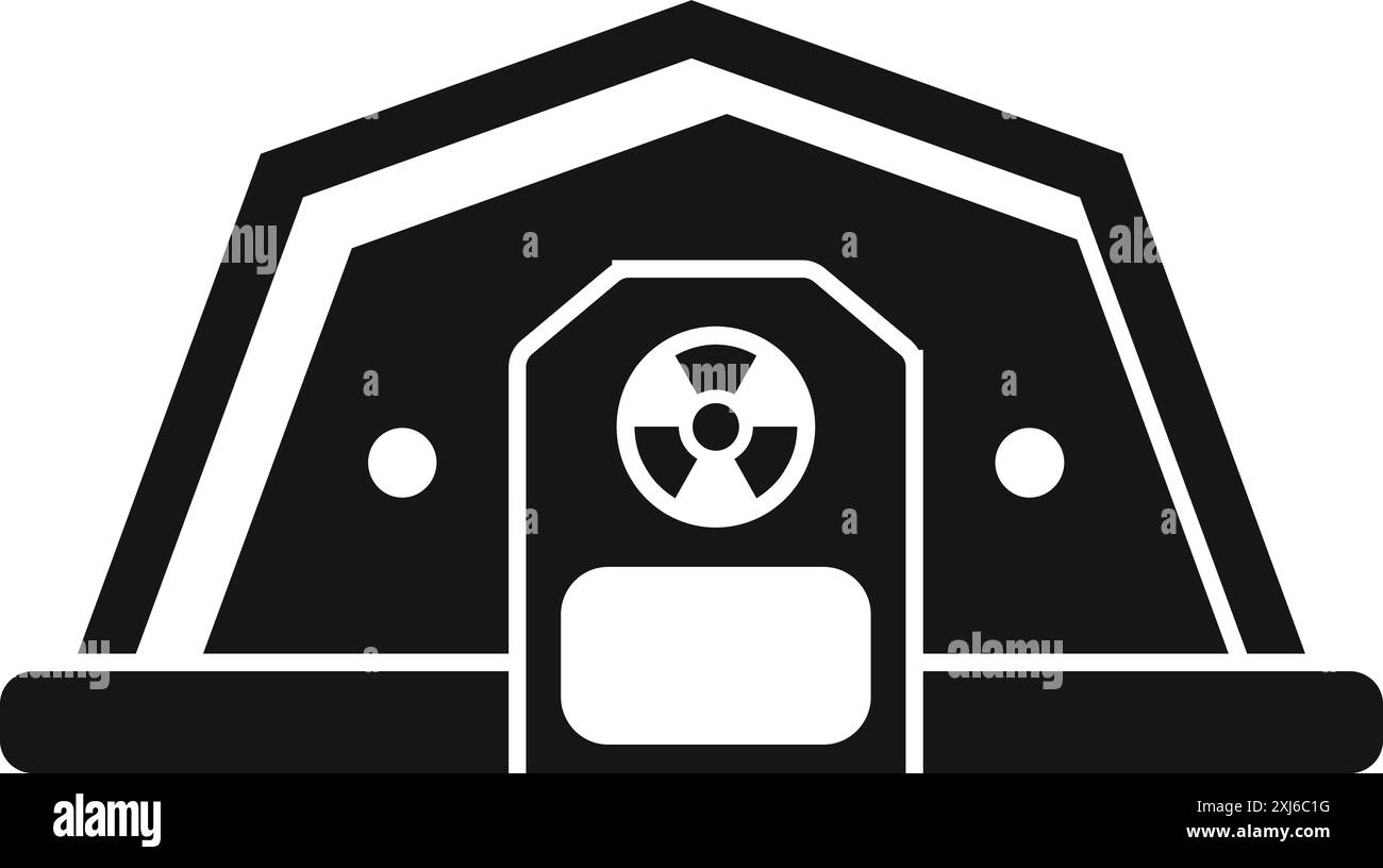 Black silhouette of a nuclear power plant building processing radioactive material Stock Vector ...