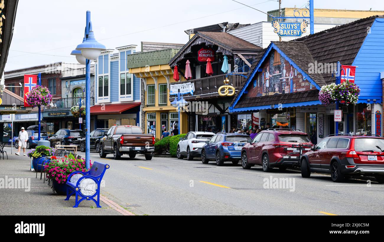 Poulsbo, WA, USA - July 15, 2024; Downtown Puolsbo Washington Front ...