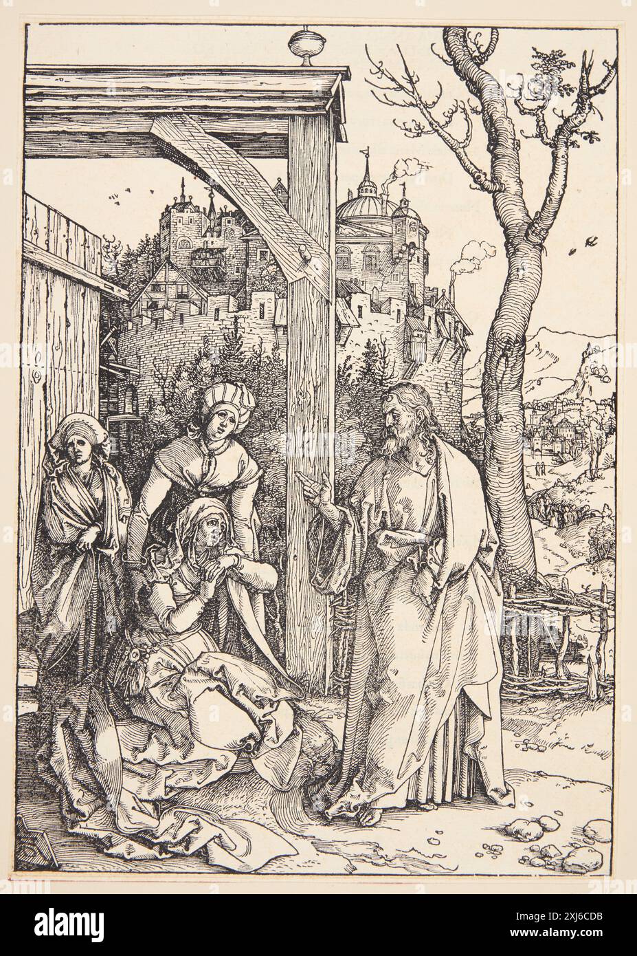 Woodcut by Albrecht Dürer (1471-1528) depicting Christ taking leave of ...