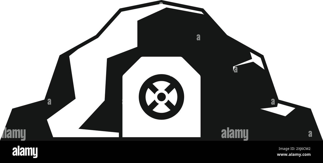 Black and white icon of a bunker representing a nuclear fallout shelter ...