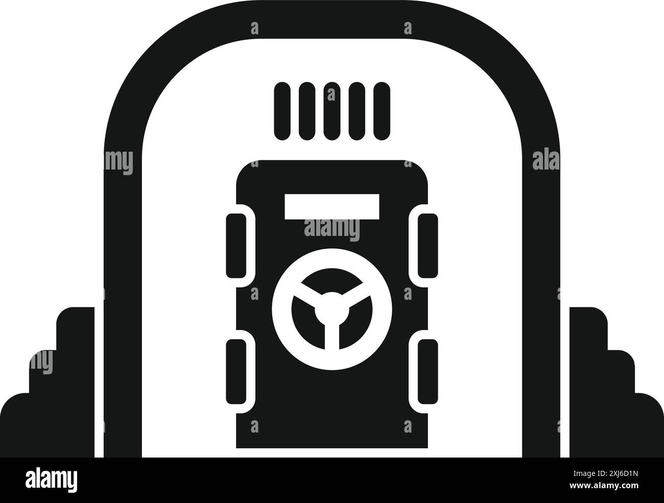 Underground bunker entrance with sealed door and ventilation system ...