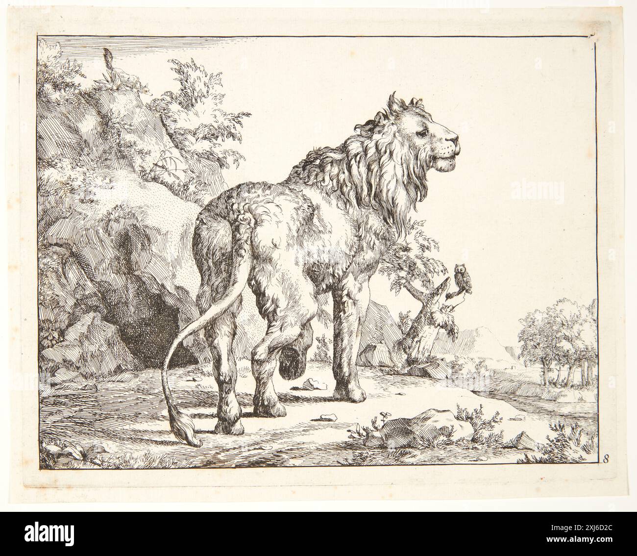 Standing lion, seen from behind Bye, Marcus de 1639 - 1690, Potter ...
