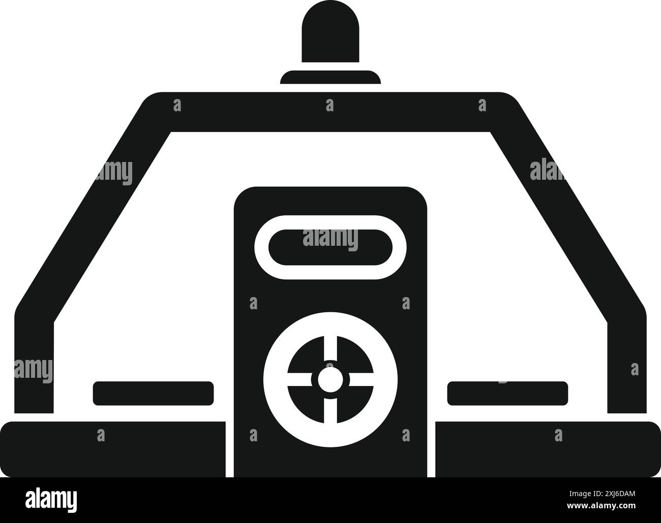 Military base camp with radio communication antenna is guarding, simple ...