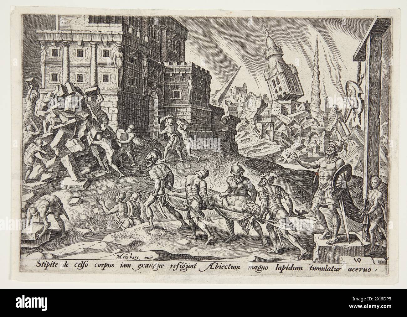 The corpse of the King of Ai brought to the gate of the city Galle ...