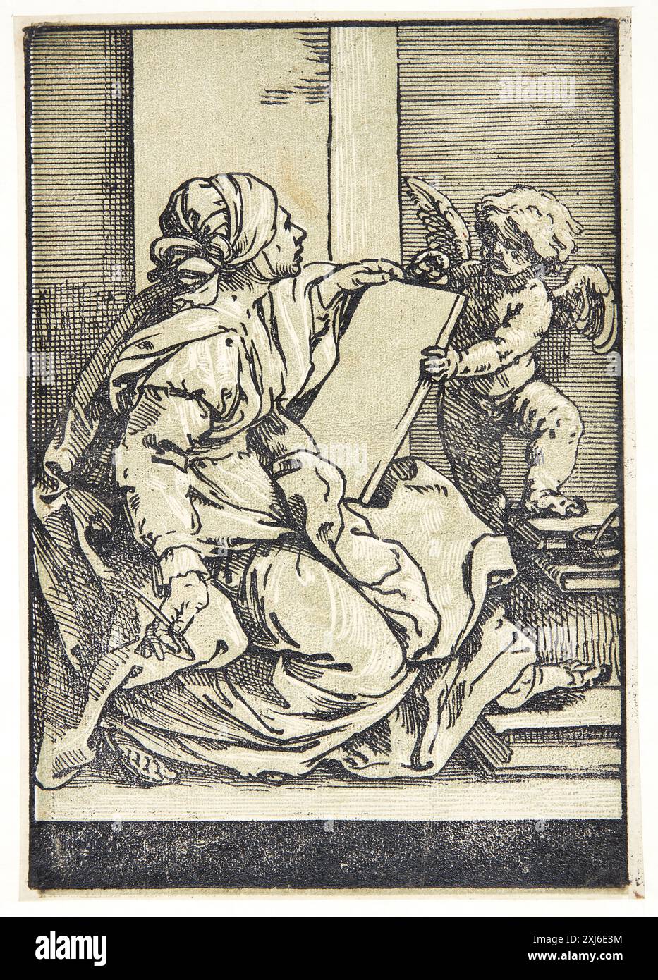 Chiaroscuro woodcut depicting the Sibyl, created by Bartolommeo ...
