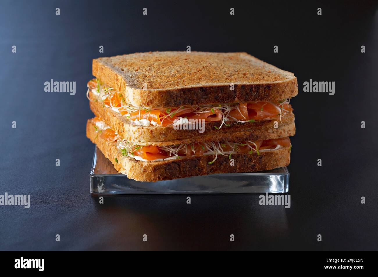 Smoked salmon club sandwich Stock Photo - Alamy