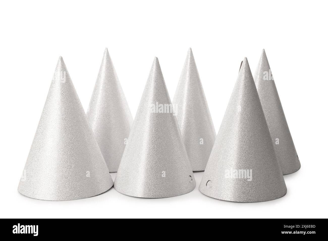 Silver party hats on white background Stock Photo - Alamy