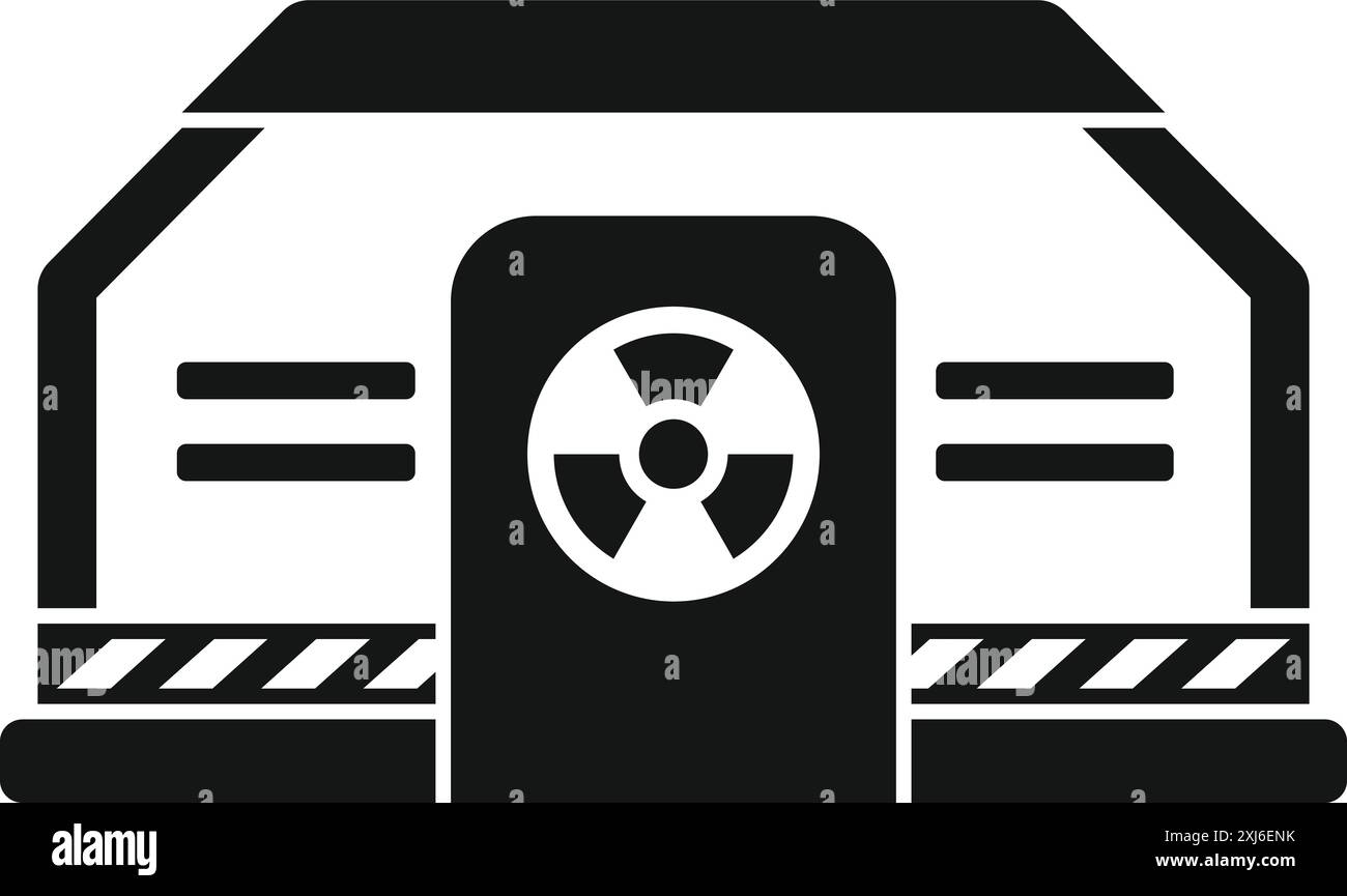 Simple icon of a nuclear power plant building generating clean energy ...