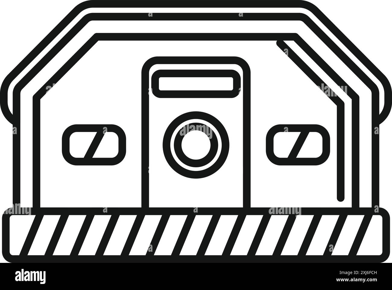 Line art icon illustration of a space capsule docking station Stock ...