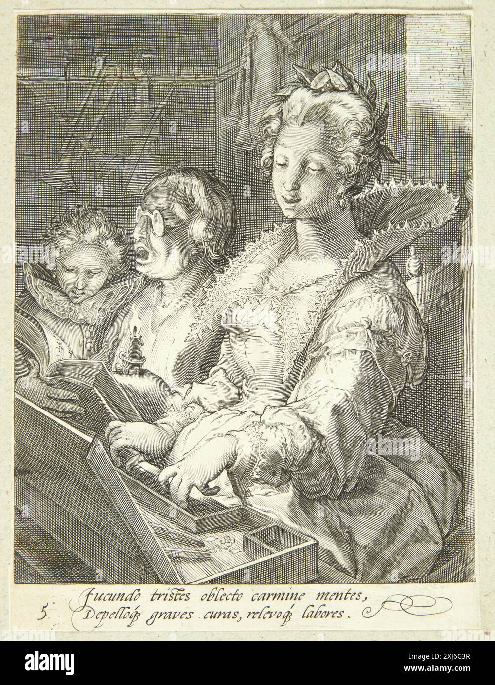 Copper engraving by Cornelis Jacobsz Drebbel and Hendrick Goltzius ...