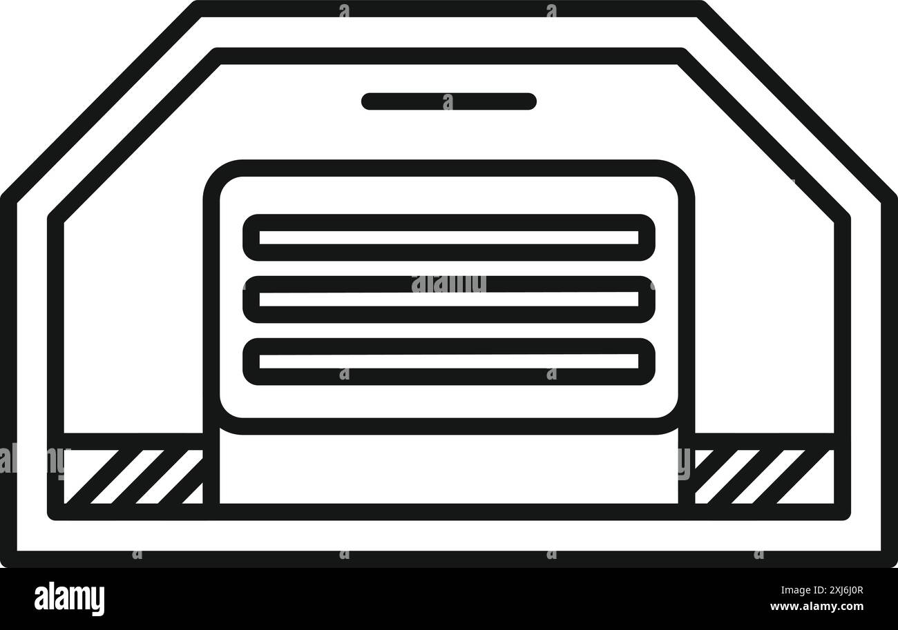 Simple line art icon of a garage door, perfect for representing a ...