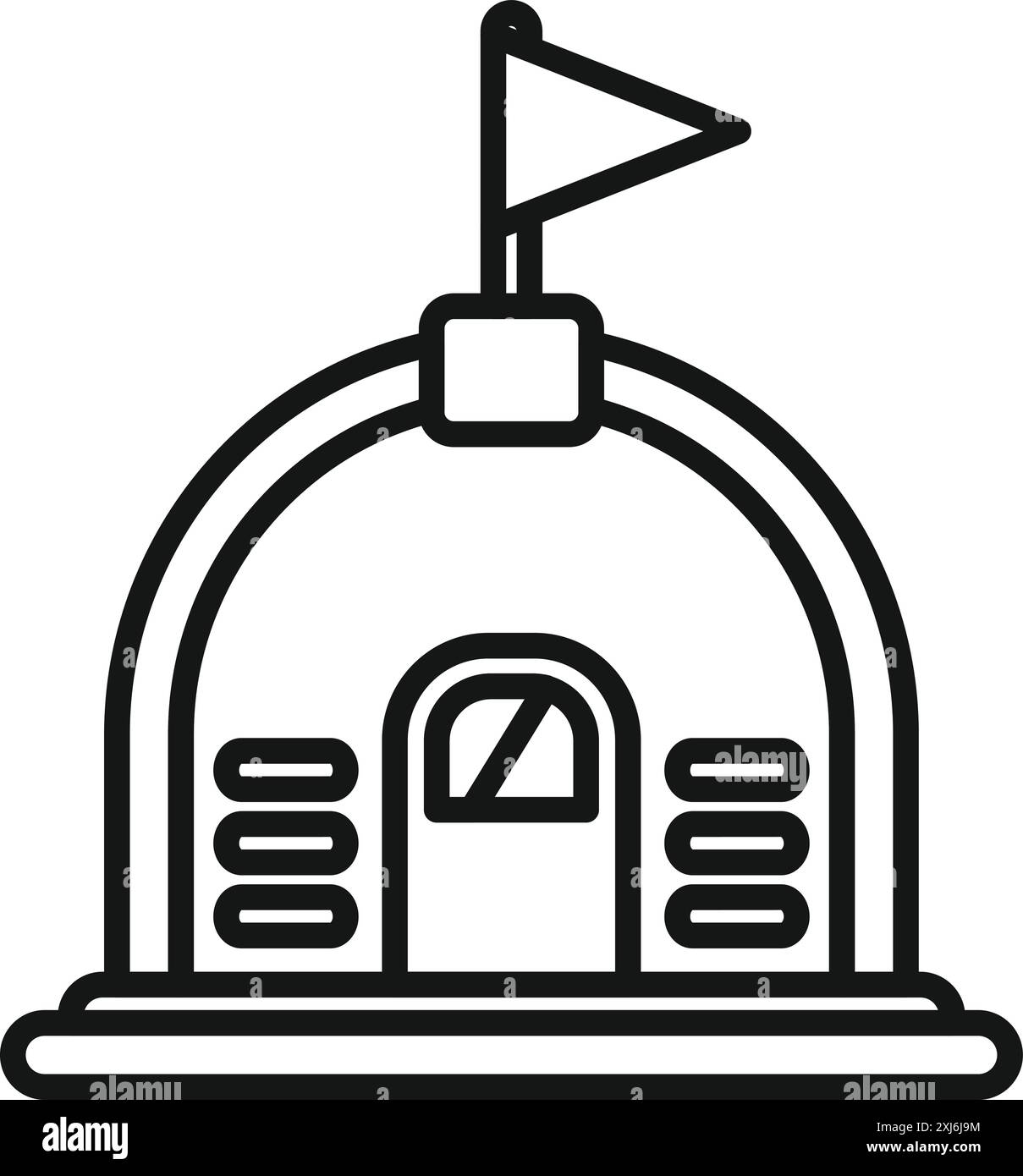 Line drawing of a bunker with a flag, designed for use in projects ...