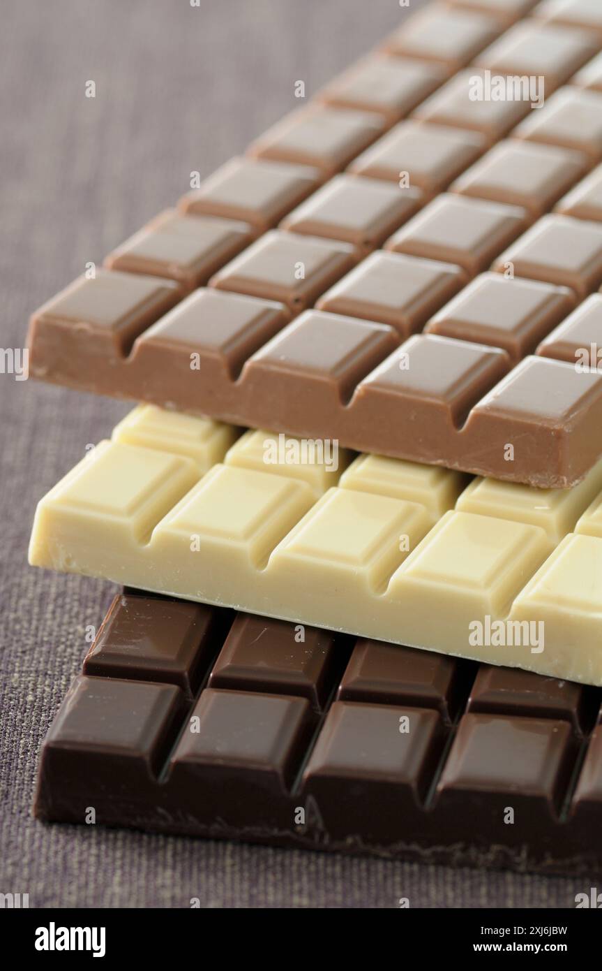 Bar of dark,milk and white chocolate Stock Photo - Alamy