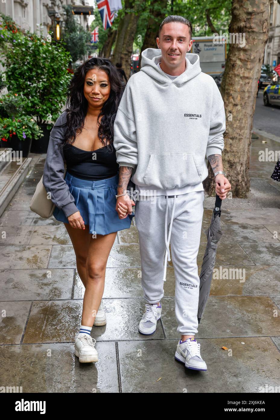 London, UK. 16th July, 2024. Chrissie Wunna and Cameron Coxe are seen ...