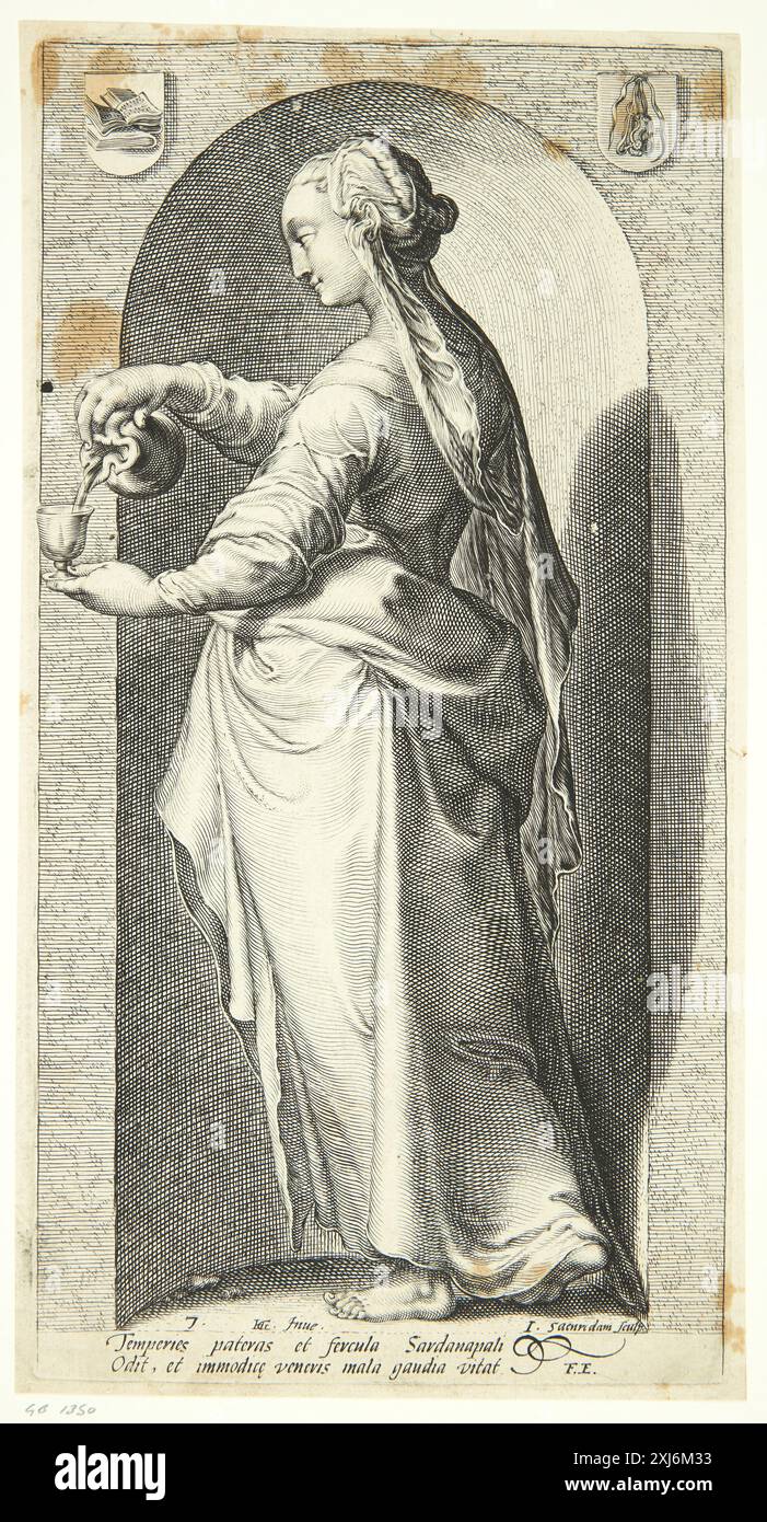 Copper engraving by Jan Saenredam after Hendrick Goltzius illustrating ...