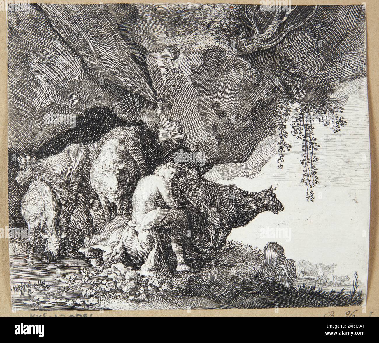 Etching by Moyses van Wtenbrouck depicting Apollo watching over his ...