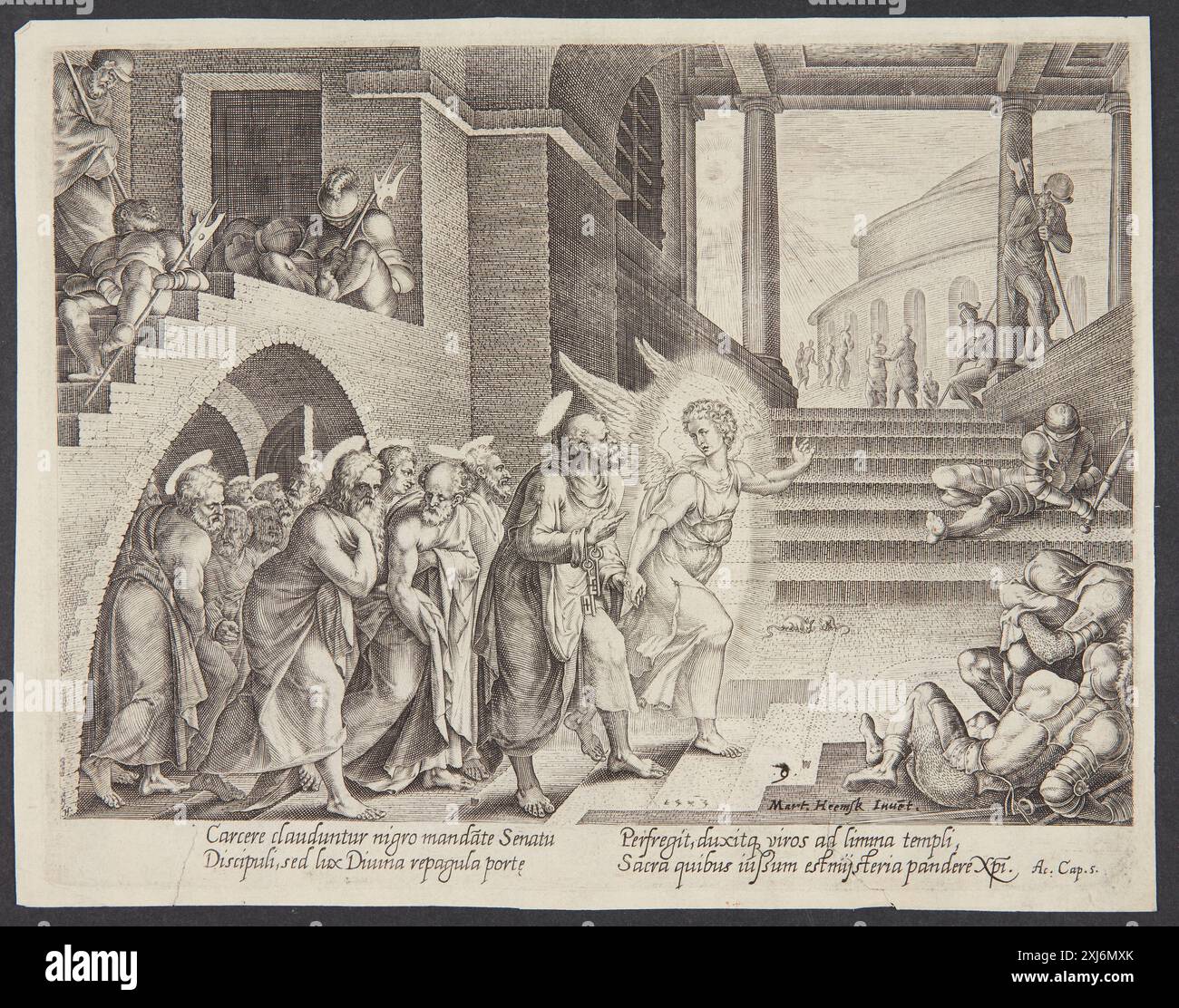 The angel delivering the apostles out of the prison Galle, Philips 1537 ...