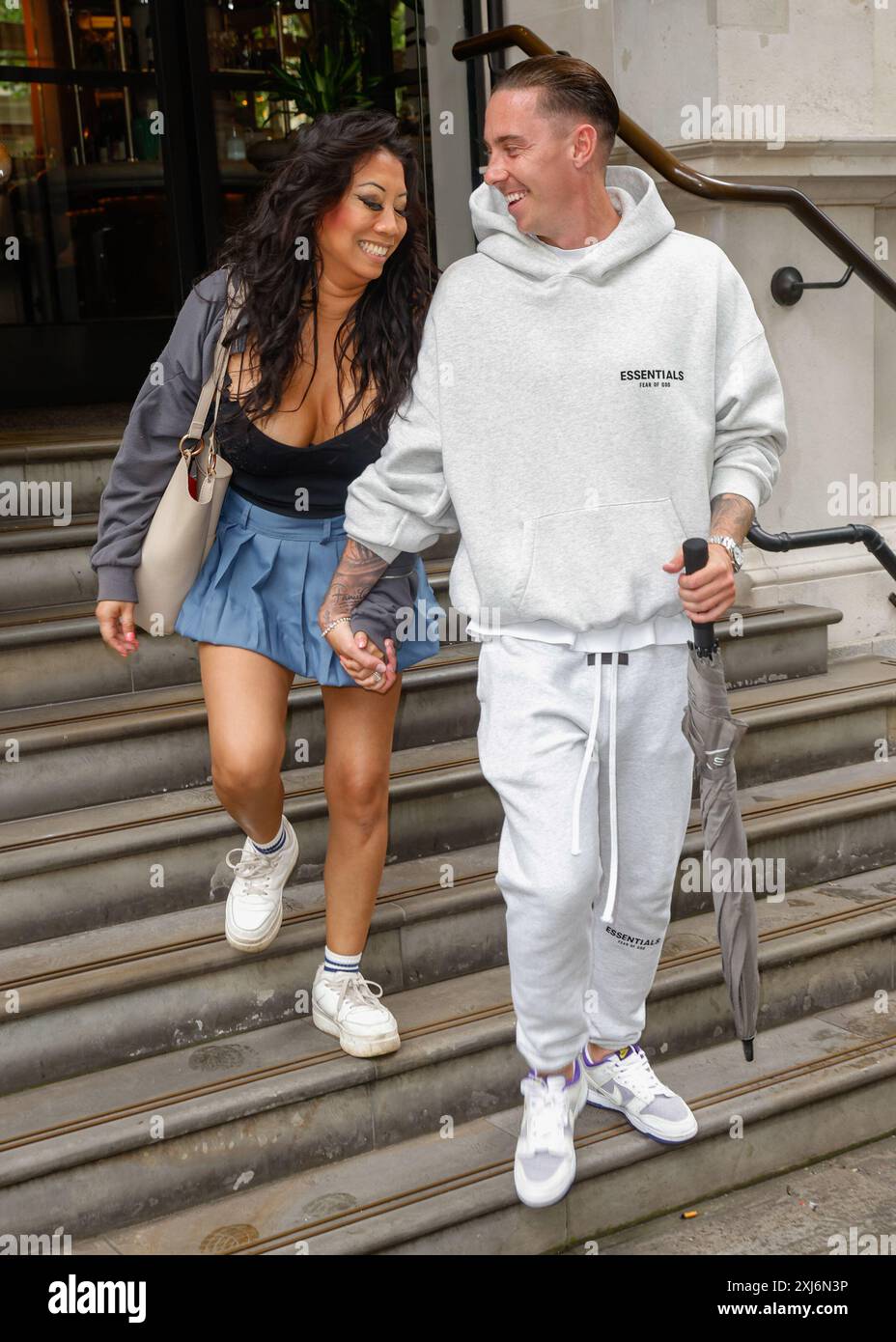 London, UK. 16th July, 2024. Chrissie Wunna and Cameron Coxe are seen ...