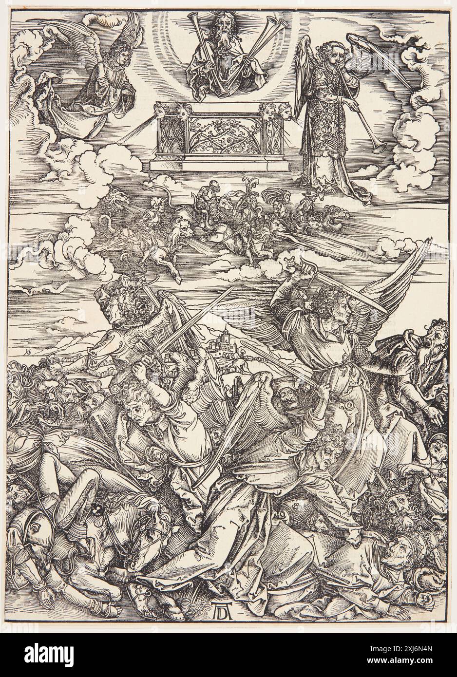 Woodcut by Albrecht Dürer depicting four avenging angels of the ...