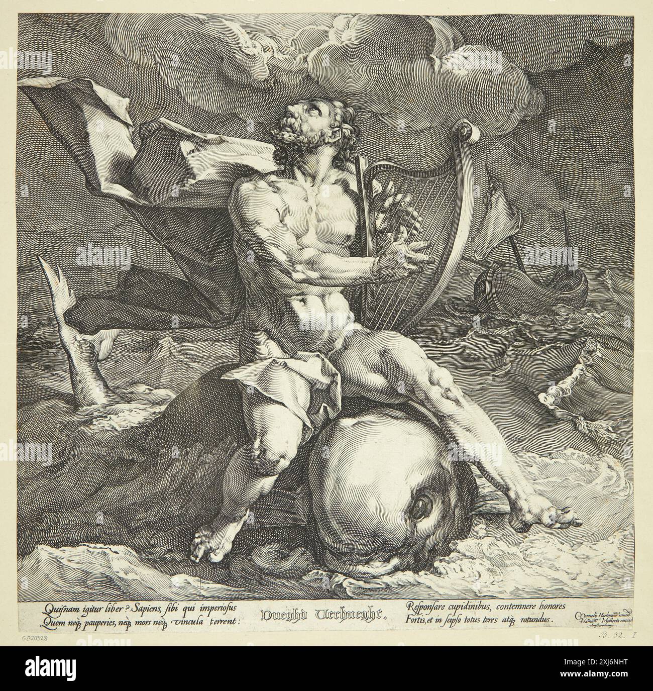 Arion on a dolphin Muller, Jan Harmensz. 1571 - 1628, Haarlem, Cornelis Cornelisz. van 1562 ...