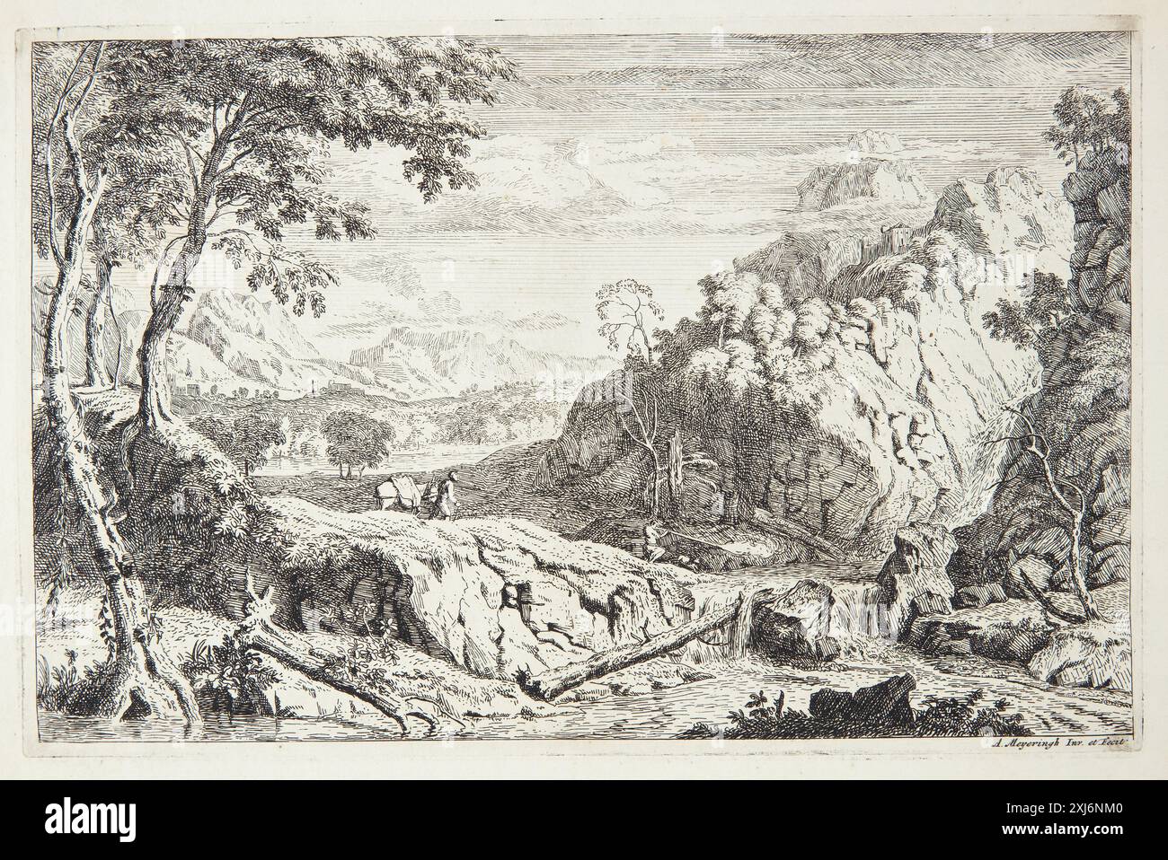 Landscape with a hunter Meyering, Albert 1645 - 1714 Etching, Print ...