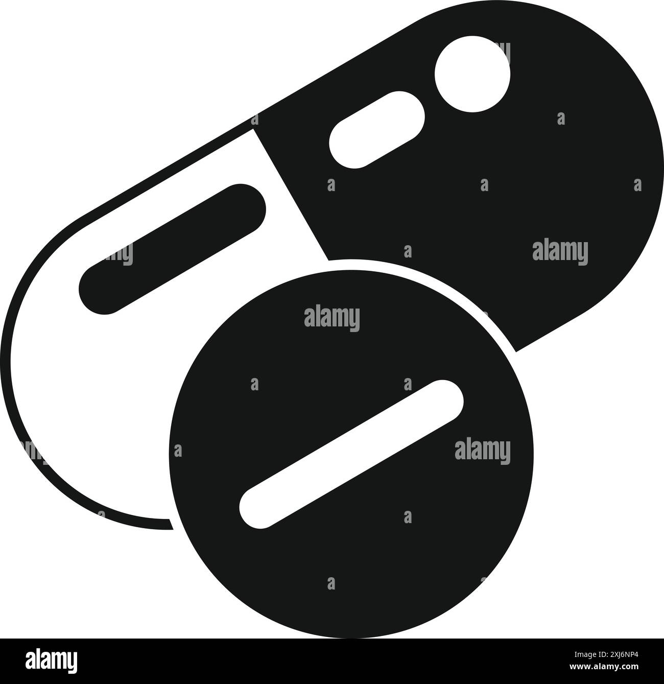 Simple black and white icon representing medication, evoking concepts ...