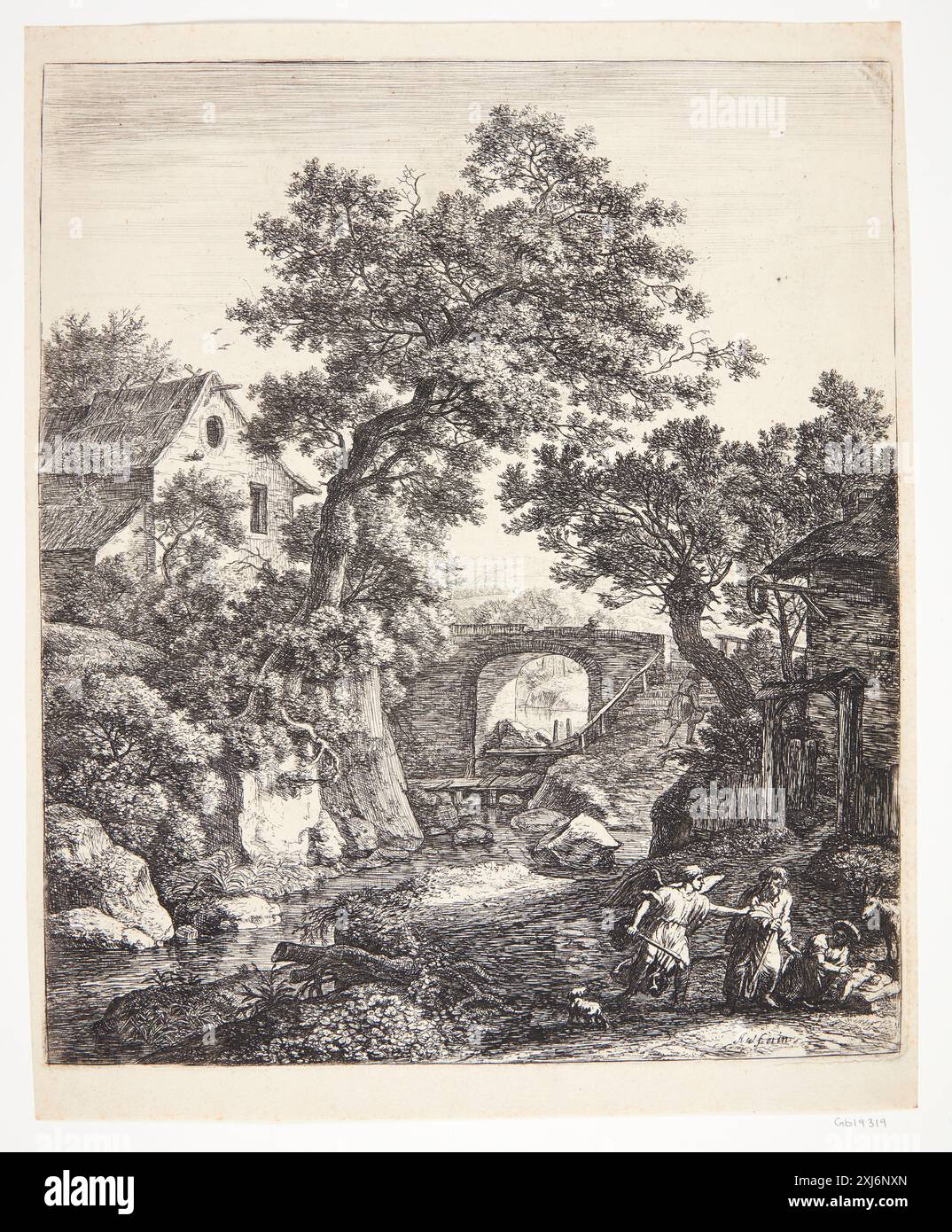 Etching by Anthonie Waterloo depicting Sippora performing a ...