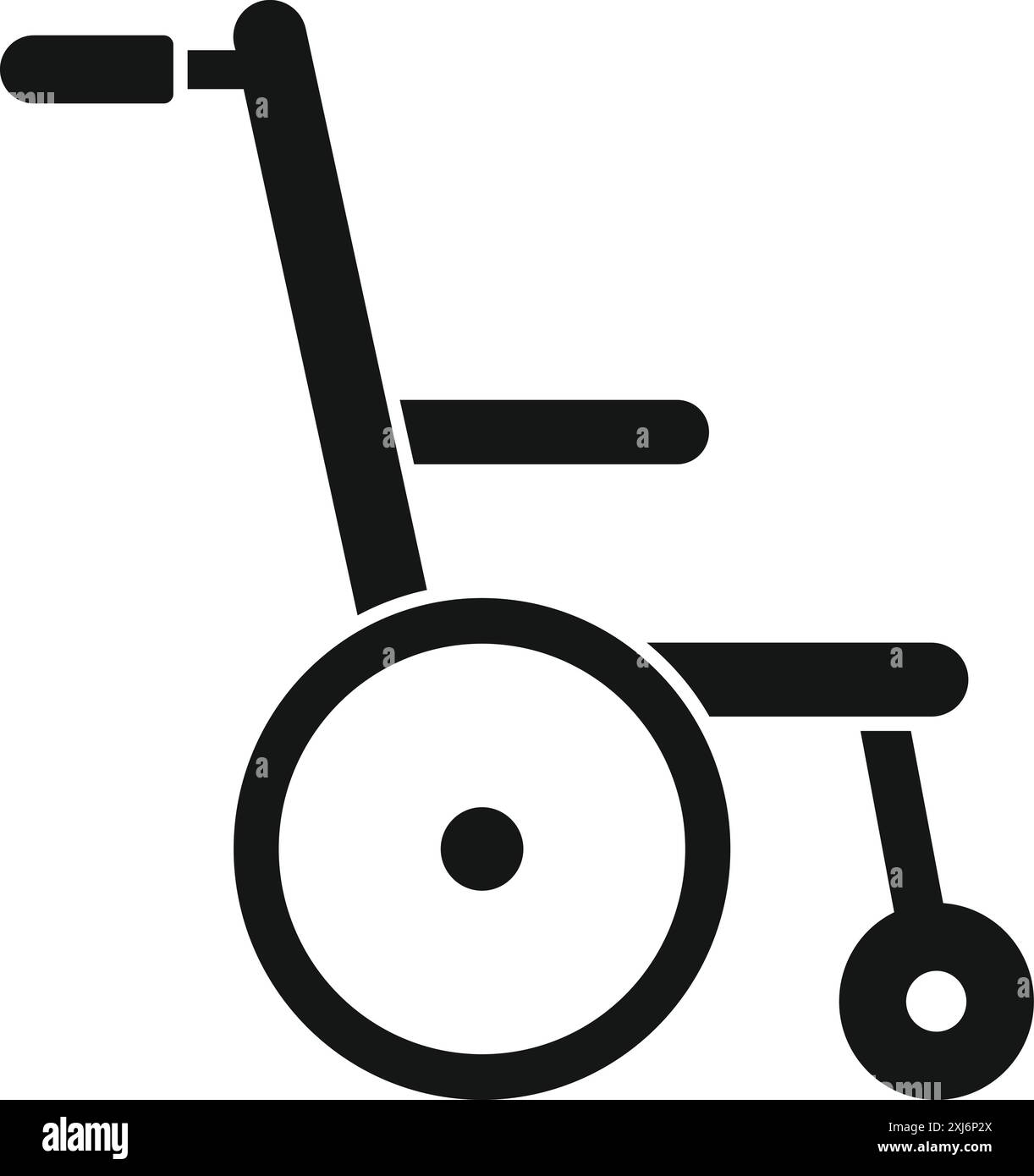 Simple black and white icon of a wheelchair, symbolizing accessibility ...