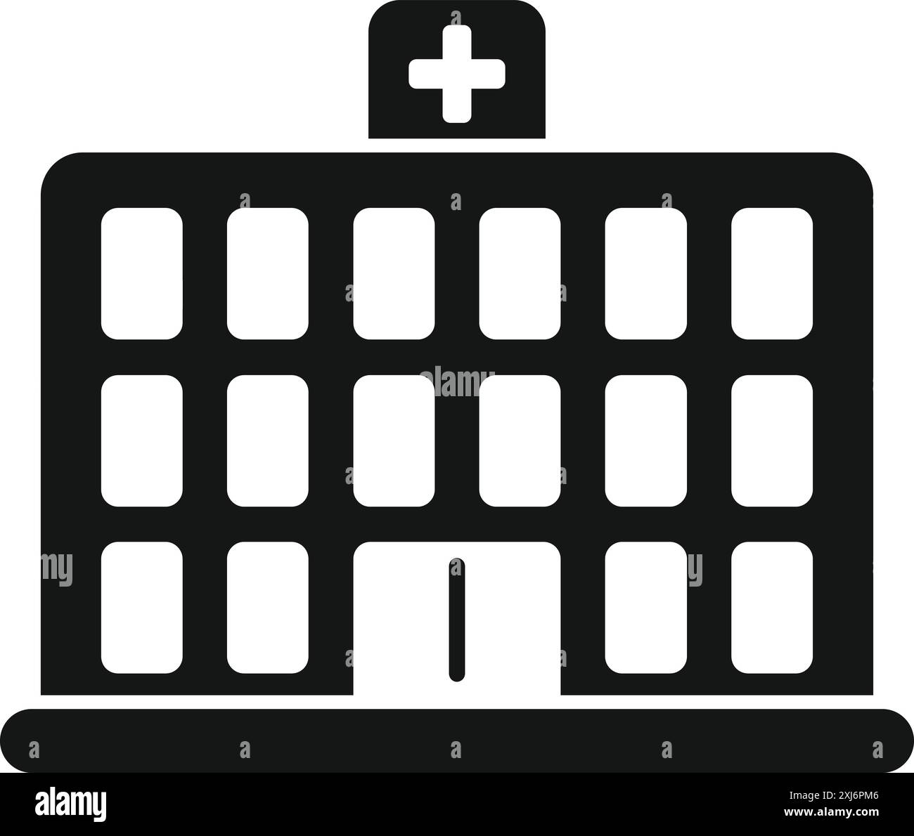 Simple black icon of a hospital building facade representing healthcare ...
