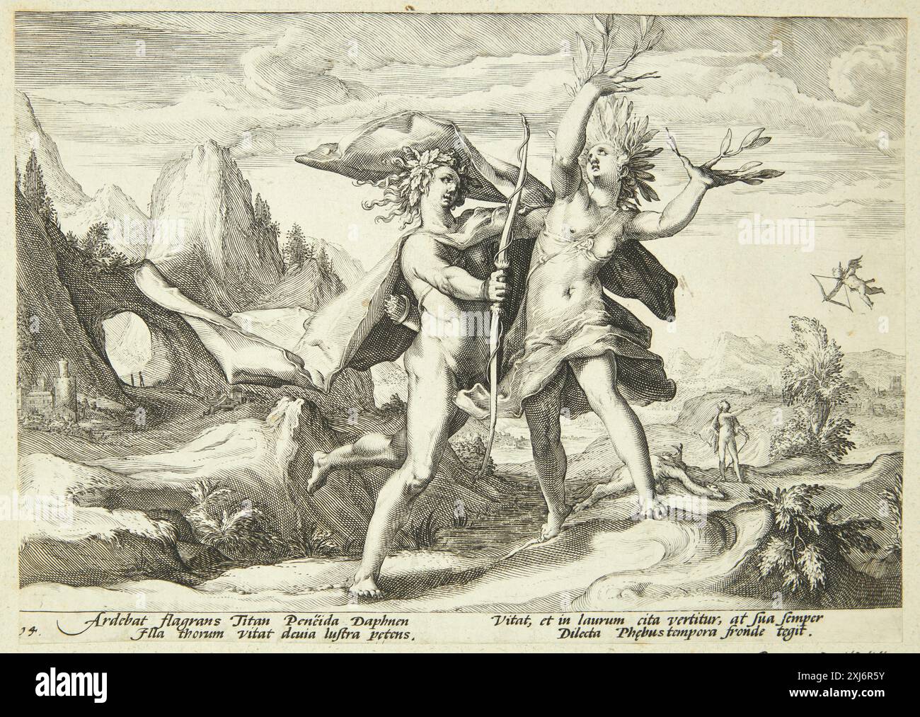 Copper engraving by Hendrick Goltzius depicting the mythological ...
