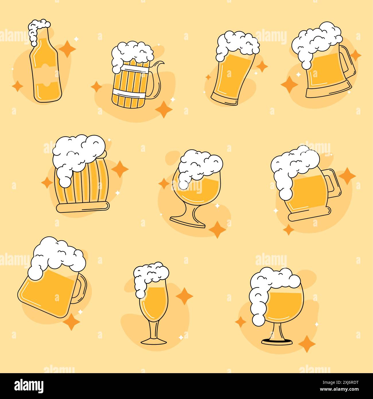 Colored beers sketches Icon set Vector illustration Stock Vector Image ...