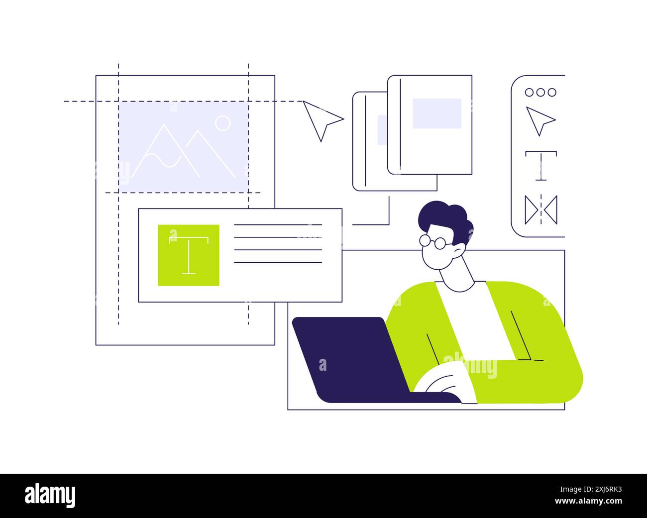 Book page design and layout abstract concept vector illustration Stock ...