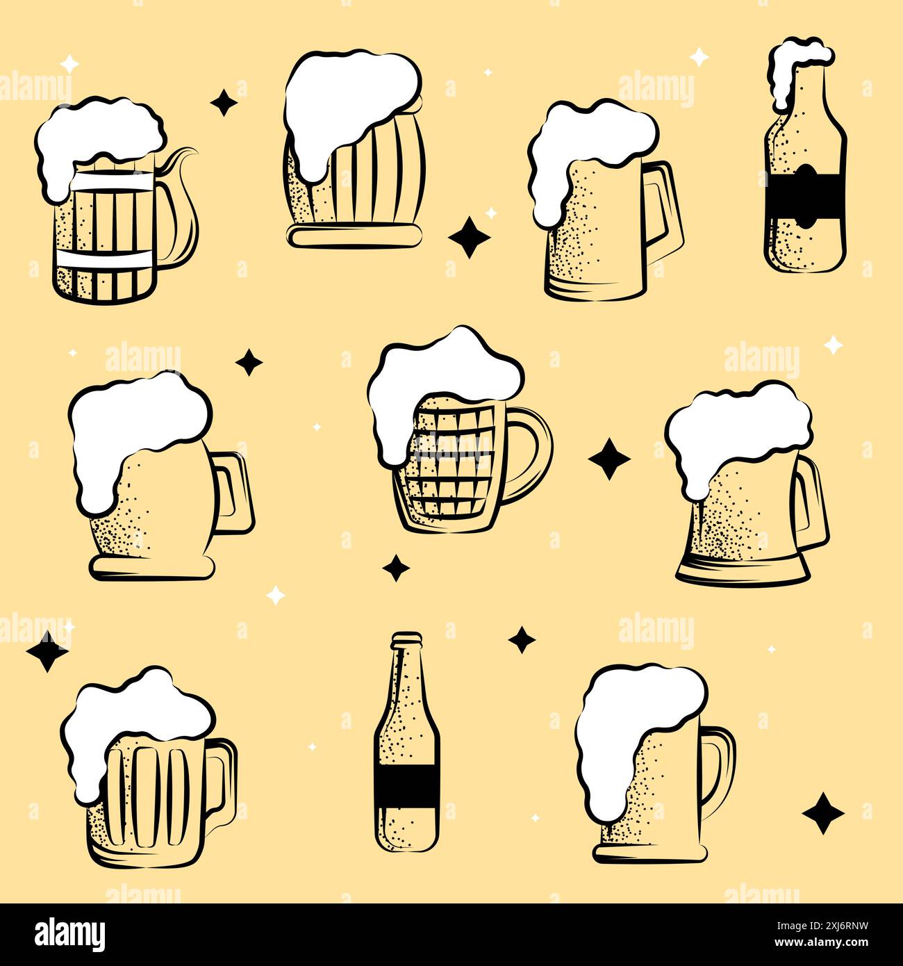 Vintage beers sketches Icon set Vector illustration Stock Vector Image ...