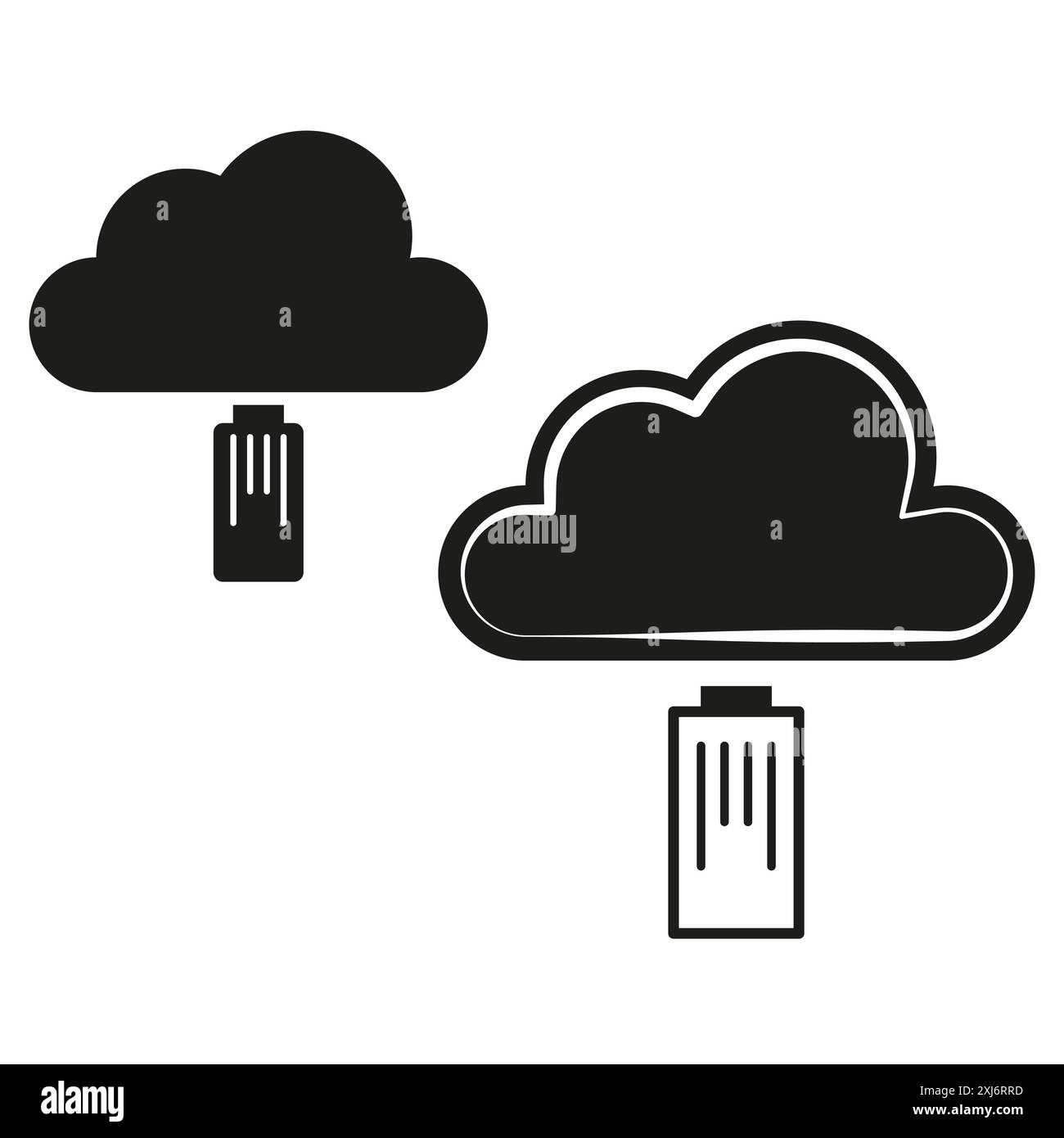 Cloud storage icon. Data transfer symbol. Black and white vector ...