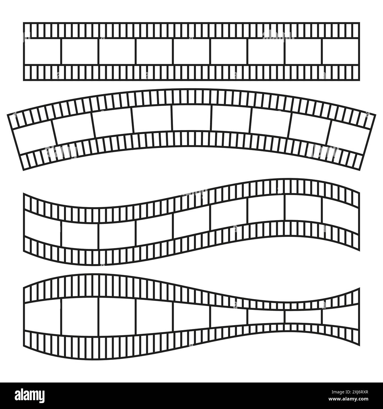 Film strip vector. Different shapes. Curved lines. Simple outline Stock ...