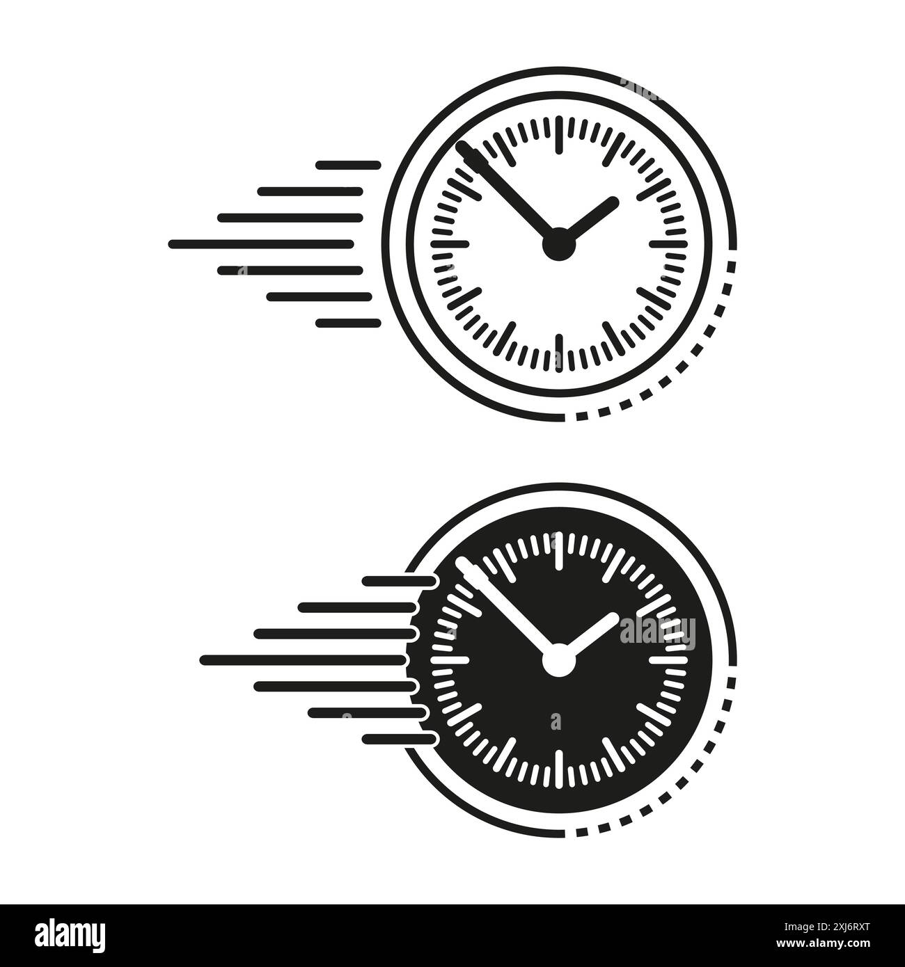 Speed clock icons. Fast time symbol. Black vector illustration. Time ...