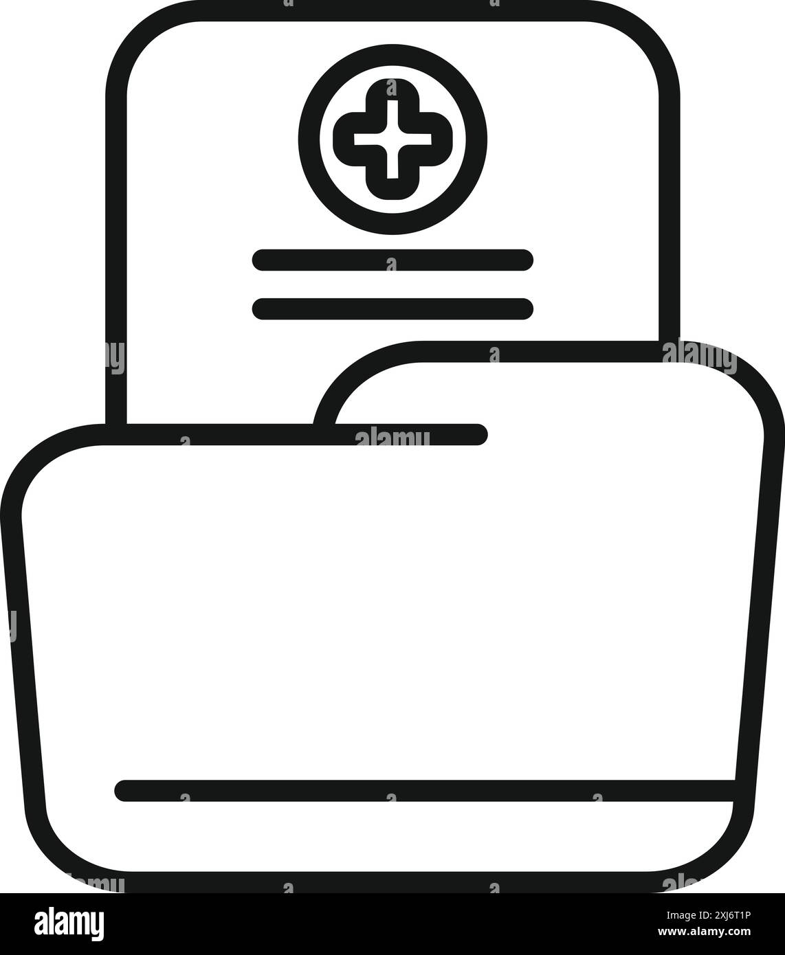 Line icon of a folder containing medical records, symbolizing patient ...