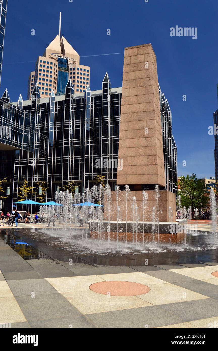 Fountains gush at PPG Place in Pittsburgh, Pennsylvania Stock Photo - Alamy