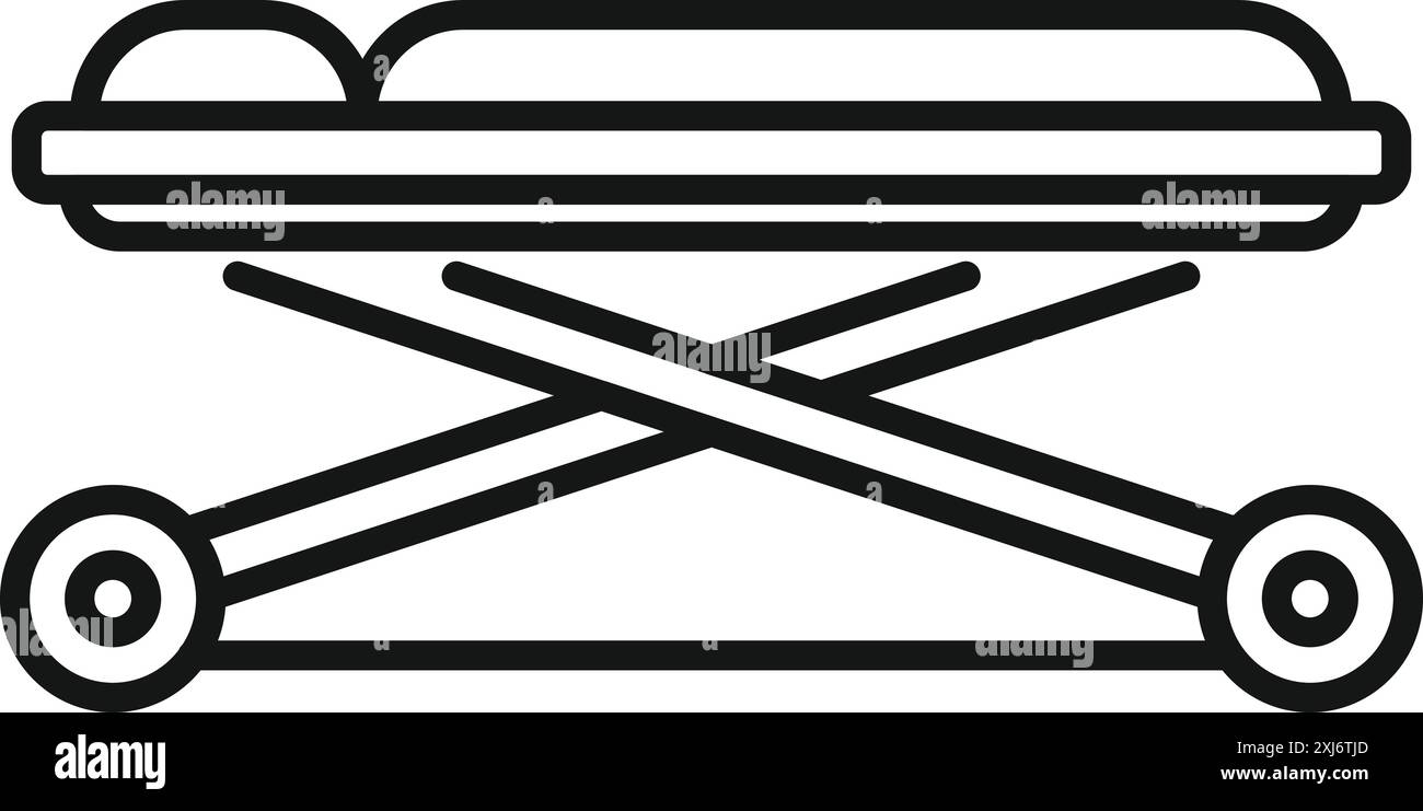 Simple line icon of a medical stretcher trolley used for transportation ...