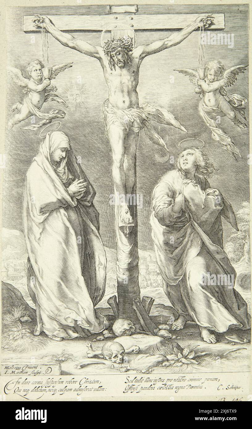Copper engraving depicting Christ on the cross by Jacob Matham and ...