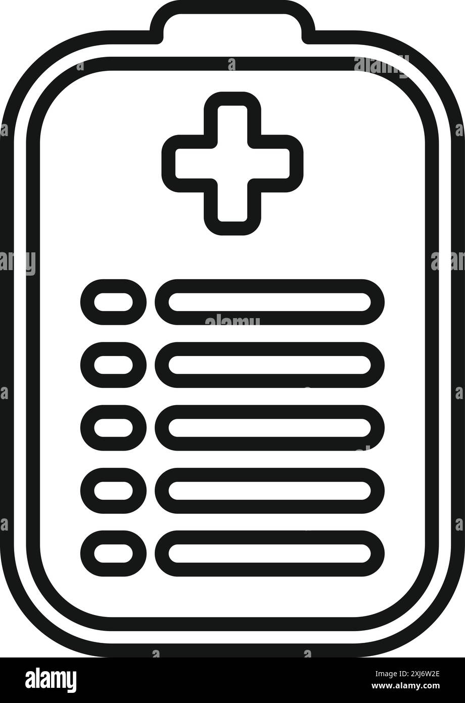 Simple black and white icon of a medical clipboard, symbolizing patient ...