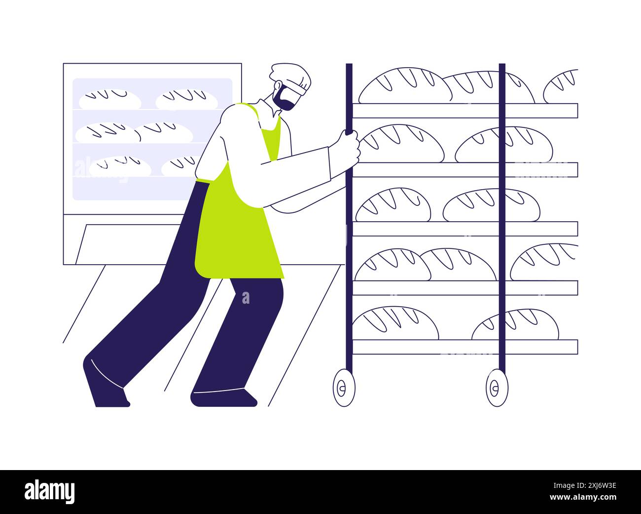 Commercial bread baking abstract concept vector illustration Stock ...