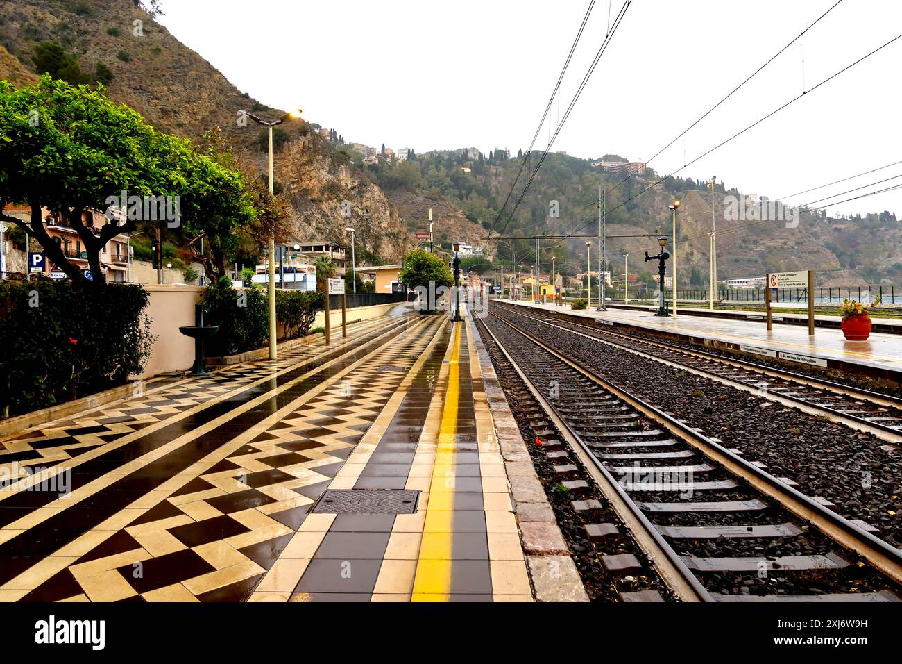 The Taormina-Giardini train station in Sicily Italy Stock Photo - Alamy
